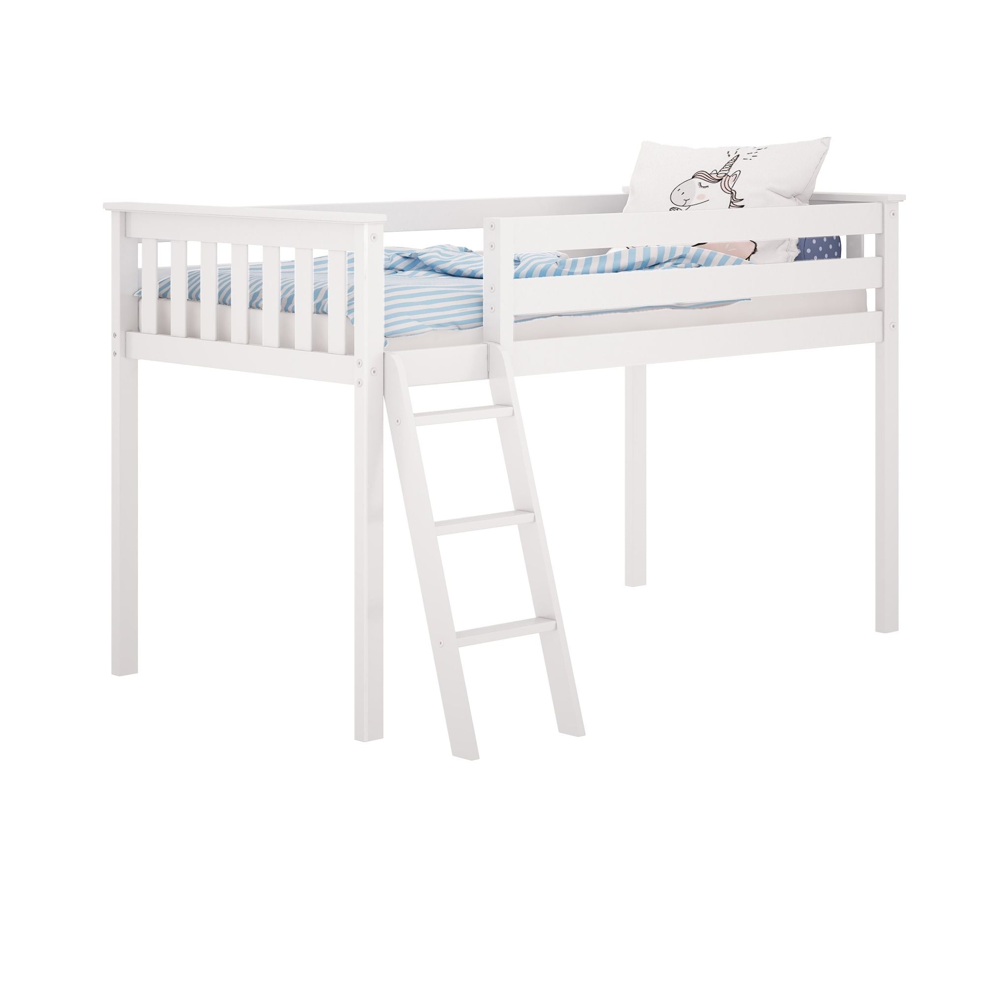 Low Loft Bed w/ Angle Ladder – Maxwood Furniture
